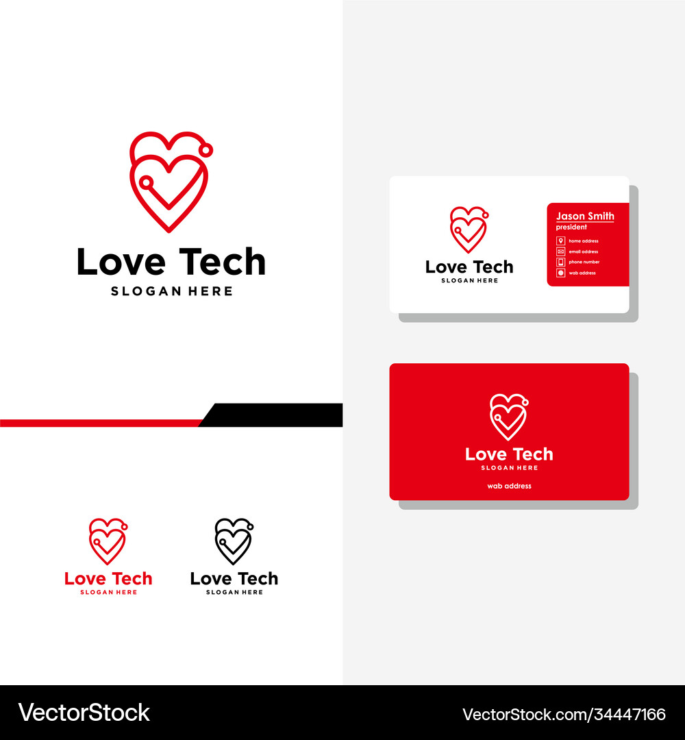 Love tech logo design and business card Royalty Free Vector
