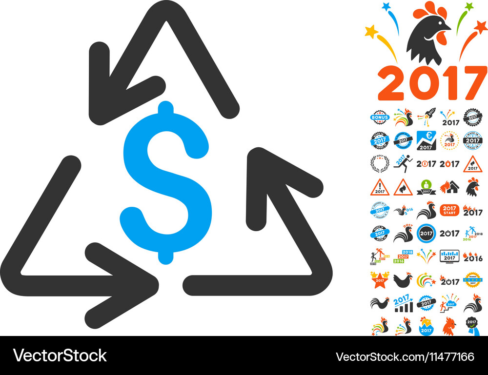 Recycling cost icon with 2017 year bonus Vector Image