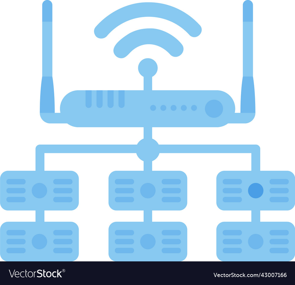 Servers connected to the router iot Royalty Free Vector