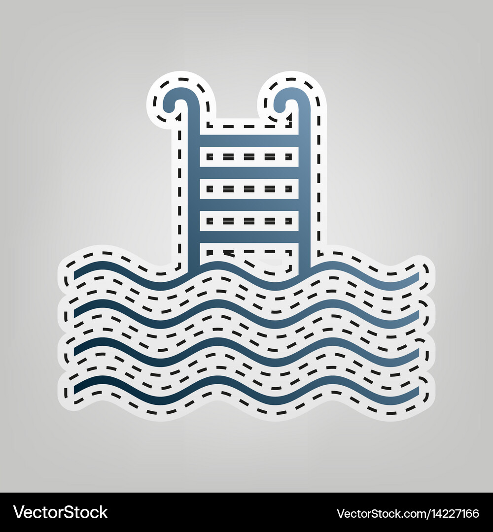 Swimming pool sign blue icon with outline Vector Image