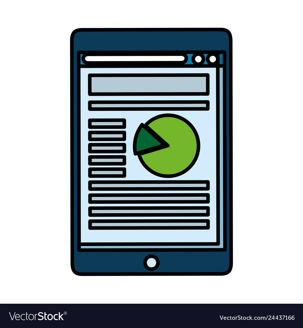 Tablet device with statistics Royalty Free Vector Image