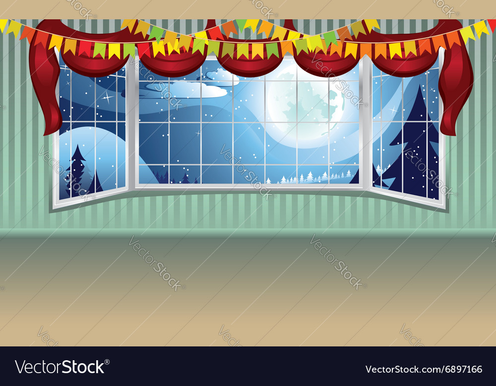 Wide window interior Royalty Free Vector Image