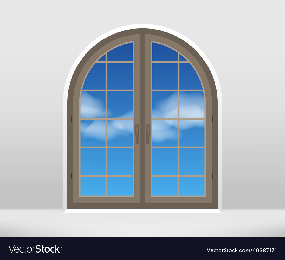 Arched window in the wall Royalty Free Vector Image