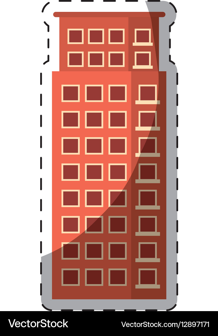 Colorful apartment building line sticker Vector Image