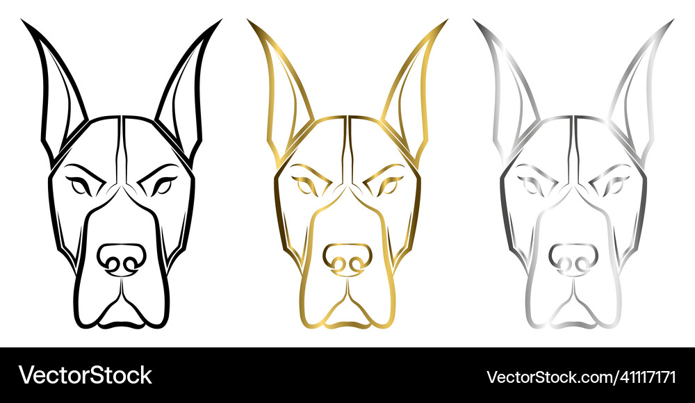 Three color black gold and silver line art Vector Image