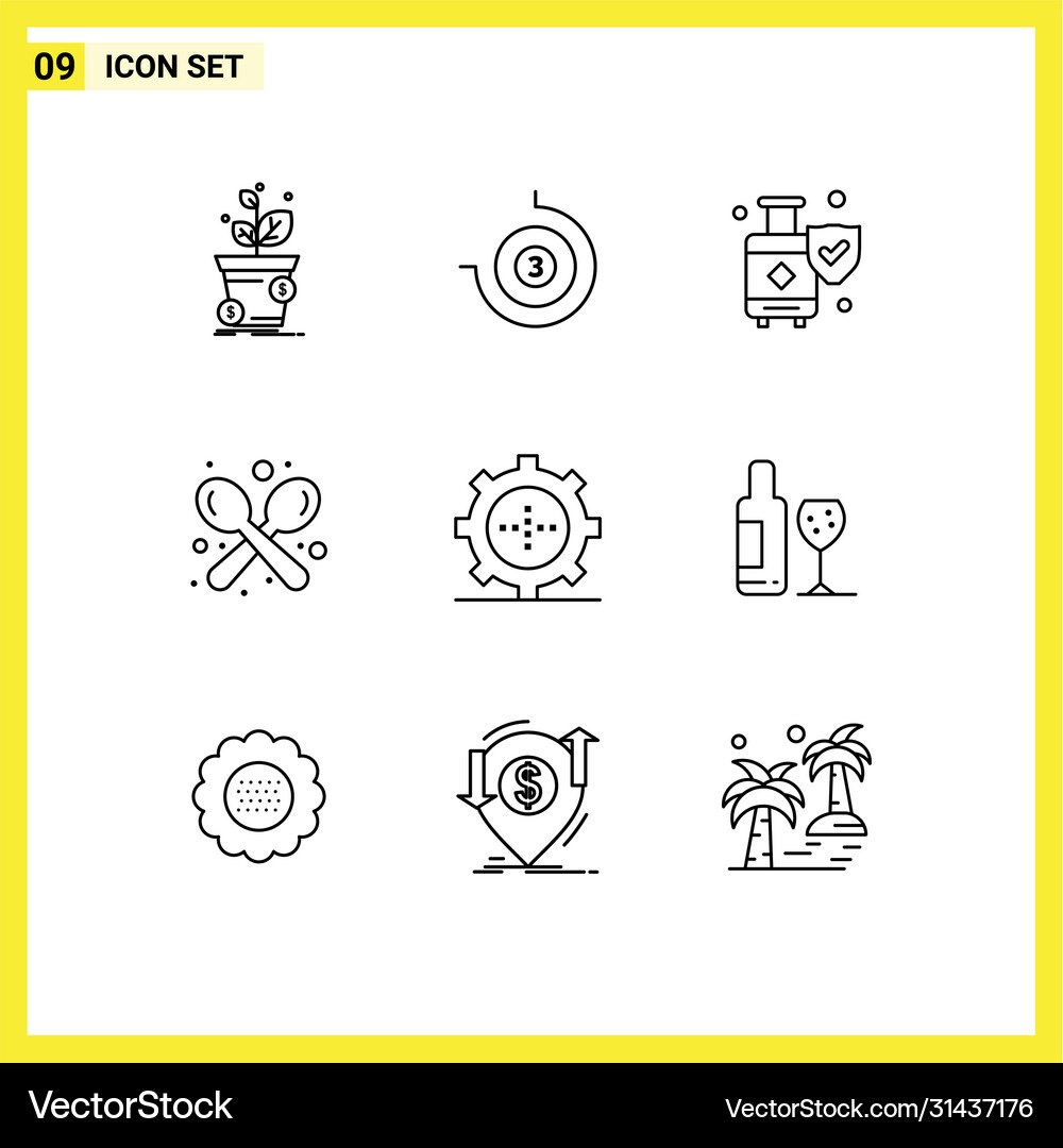 9 universal outline signs symbols devices Vector Image