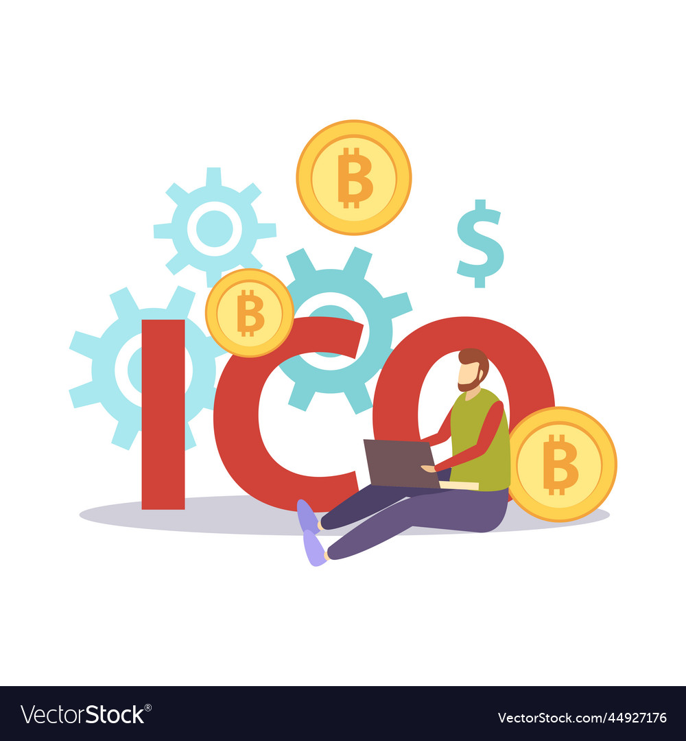 Blockchain ico flat composition Royalty Free Vector Image