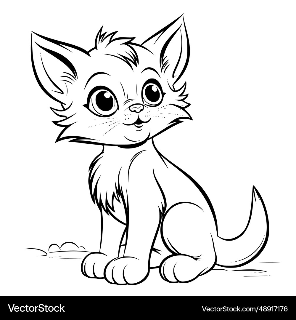 Cat standing coloring page drawing for kids Vector Image