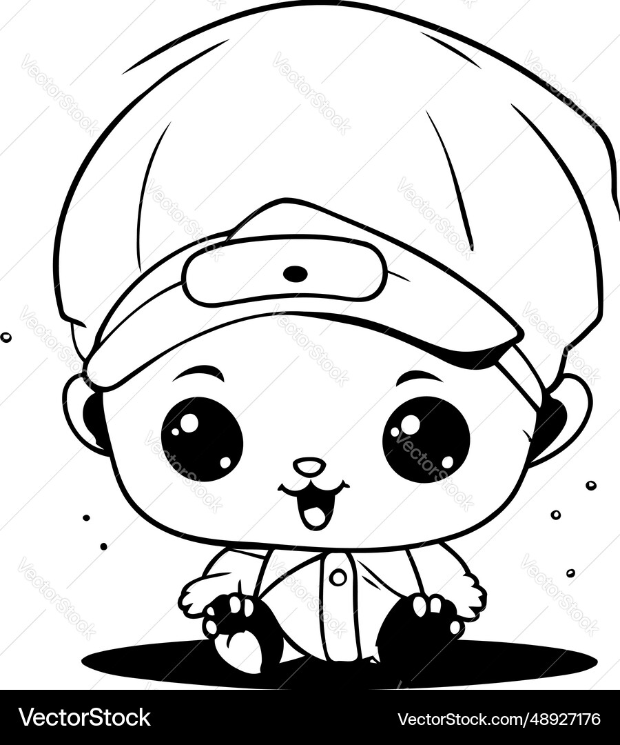 Cute little baby boy in cap Royalty Free Vector Image
