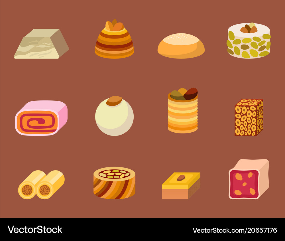 East delicious dessert sweets food eastern Vector Image