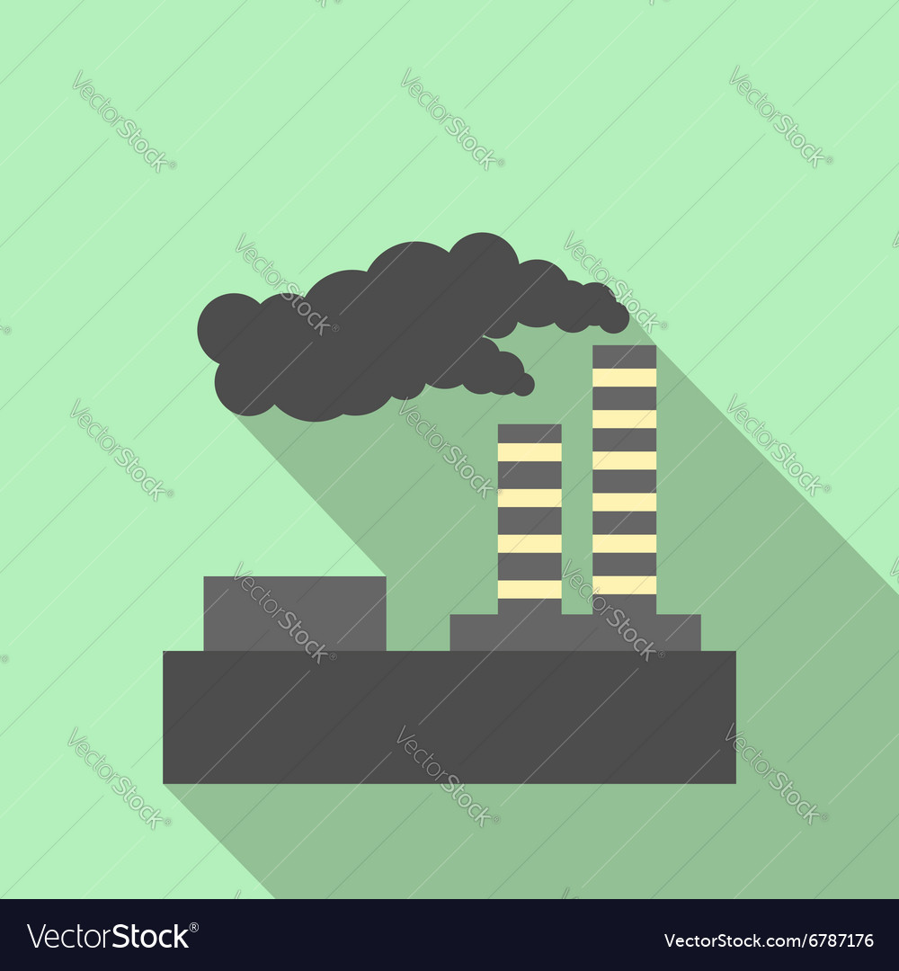 Factory pollution flat icon Royalty Free Vector Image