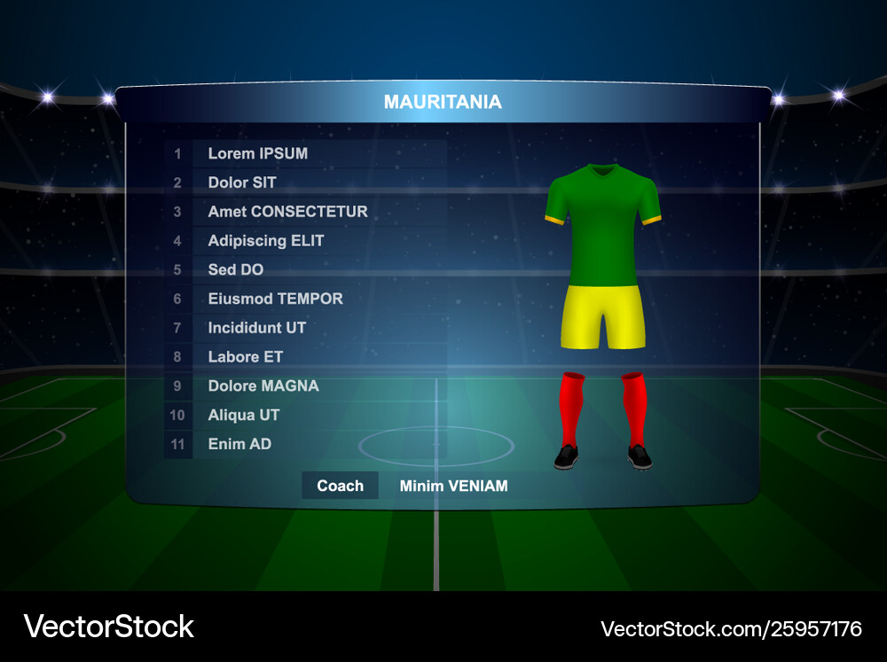Football scoreboard broadcast graphic template Vector Image