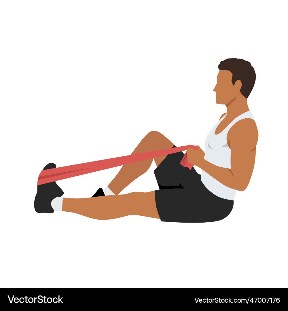 Man doing resistance band calf stretch Royalty Free Vector