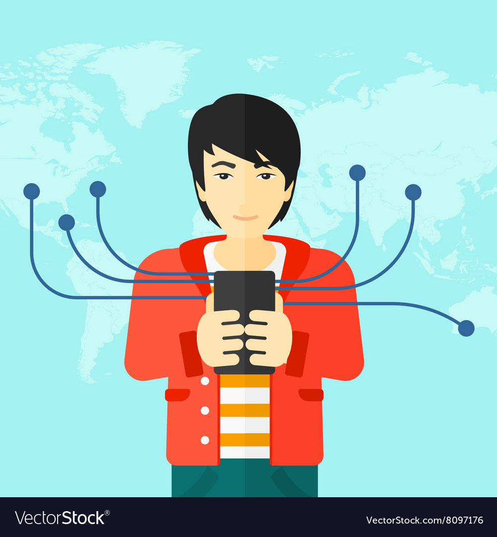 Man using smartphone Royalty Free Vector Image