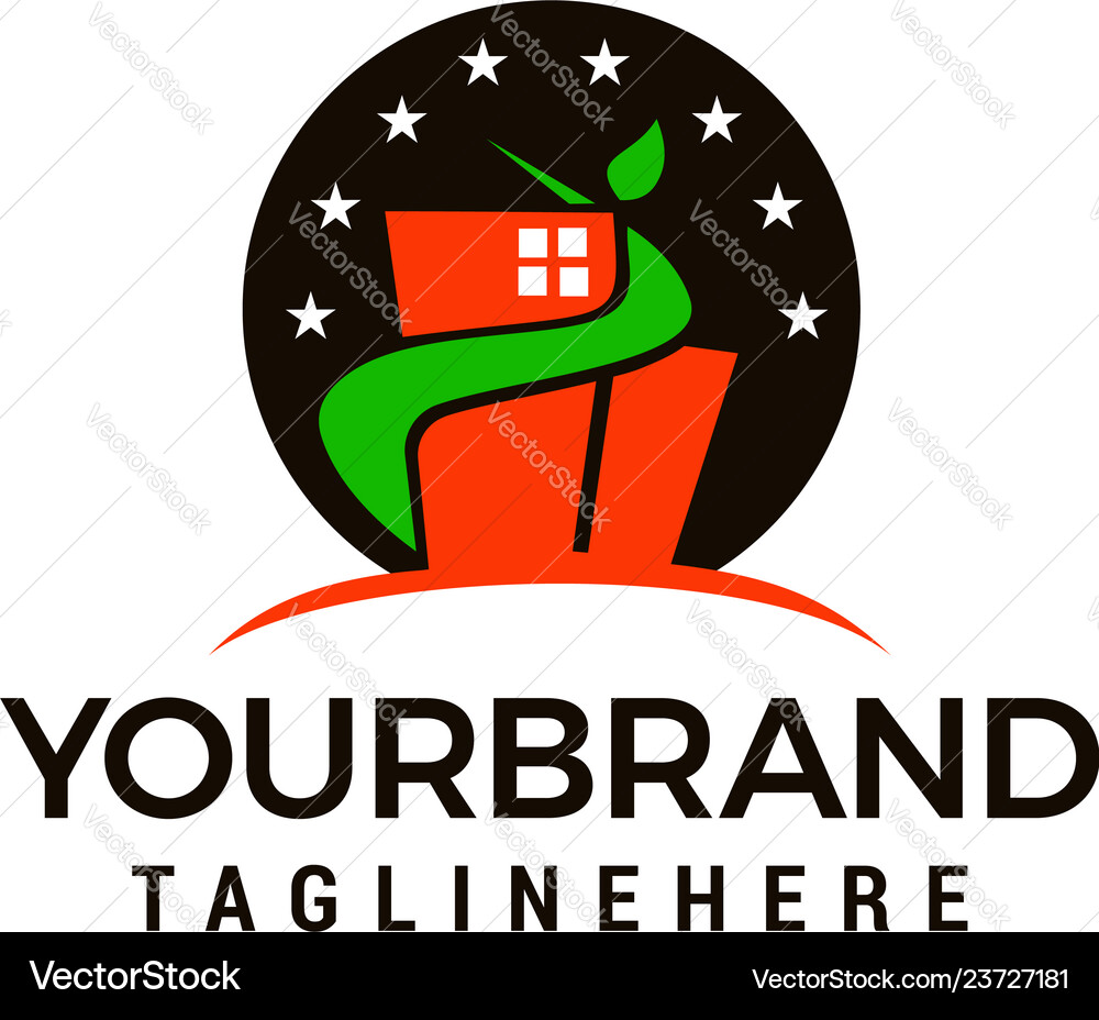 Building green star logo template icon design Vector Image