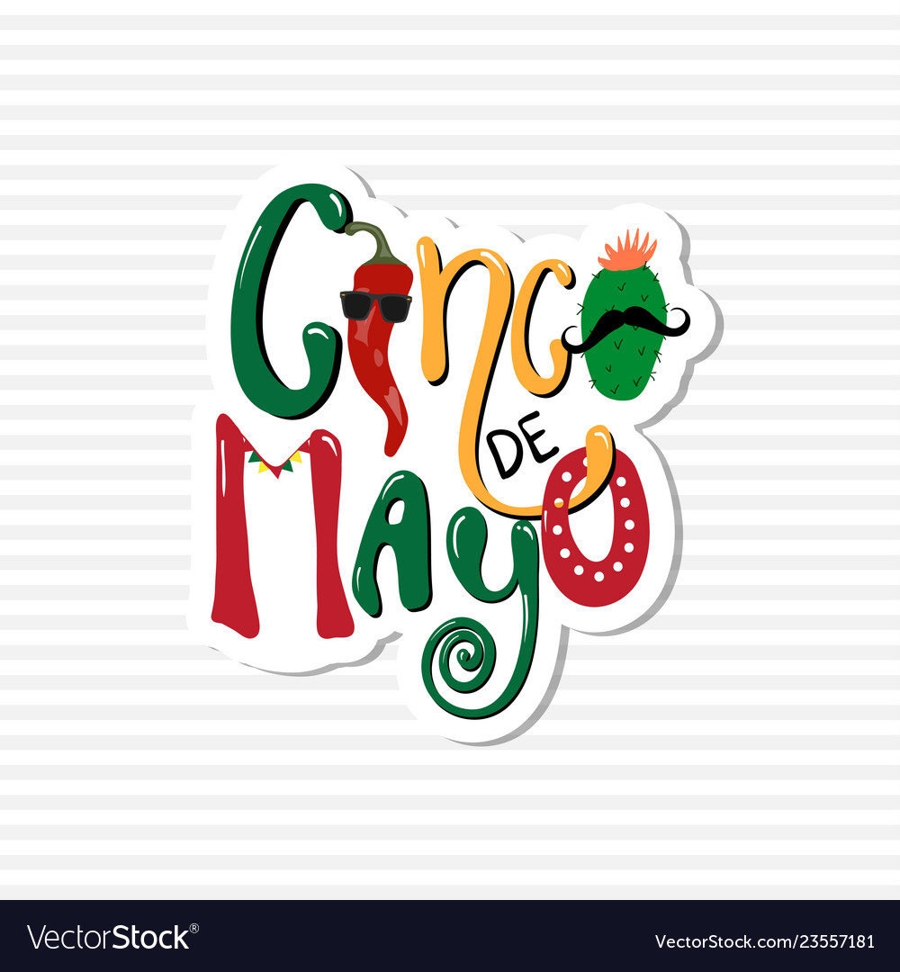 Cinco de mayo emblem design calligraphy lettering Vector Image