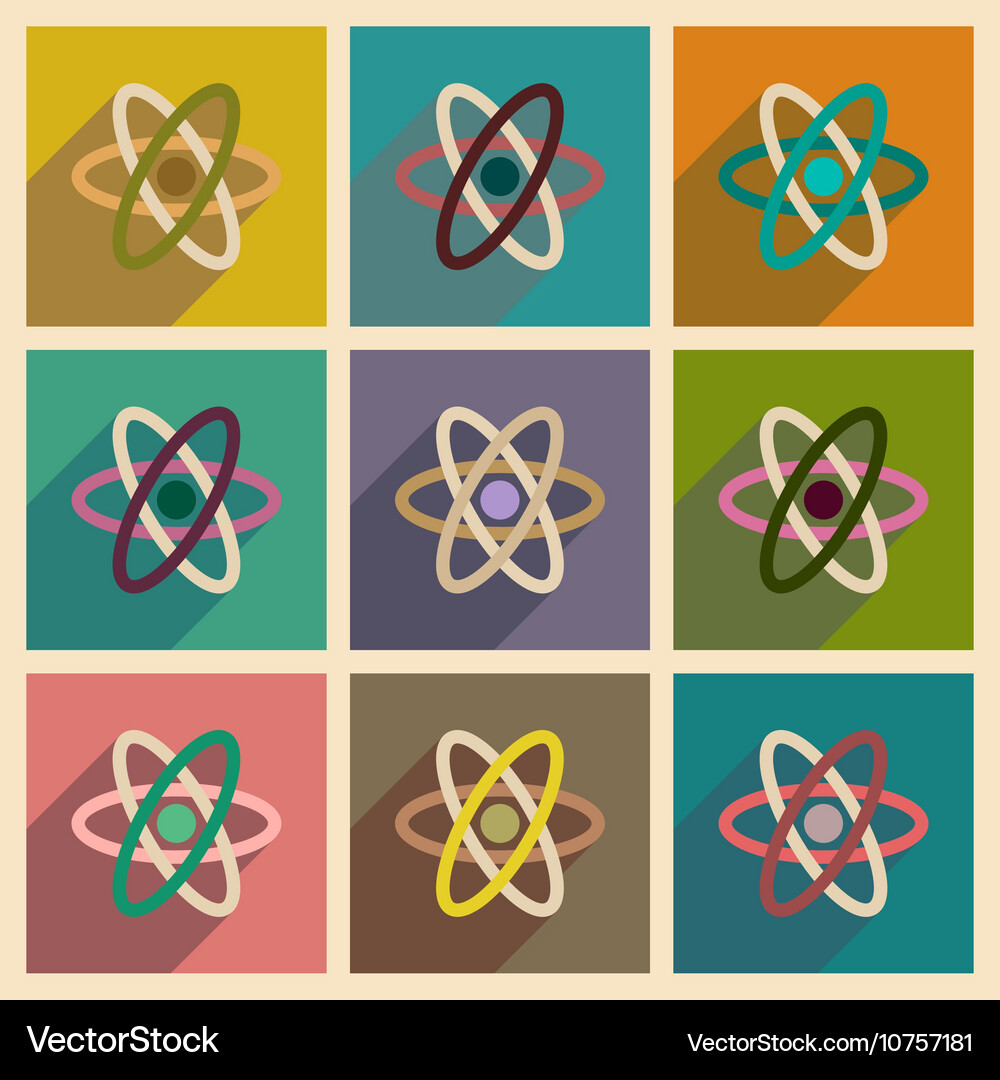 Concept of flat icons with long shadow atom Vector Image
