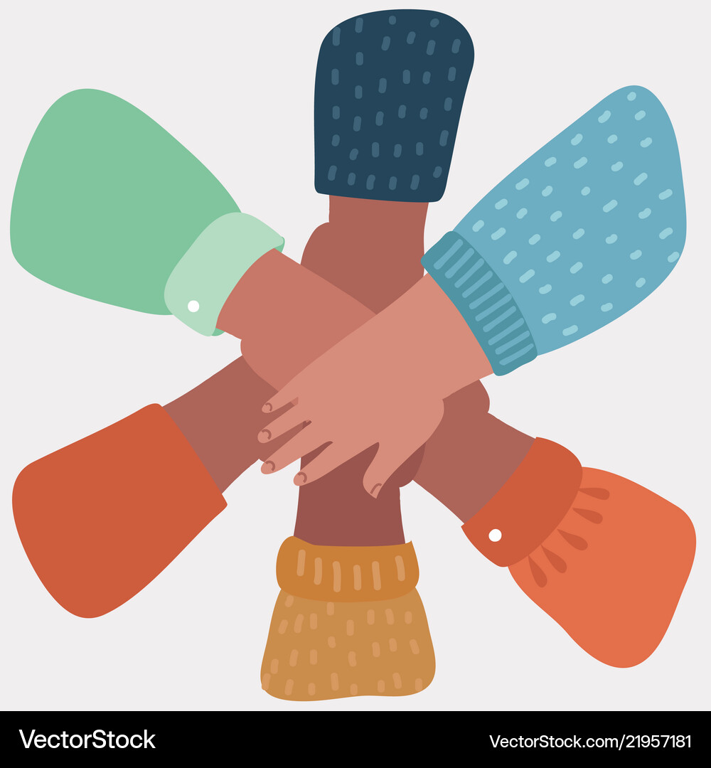 Everybody put his hand on the other hand Vector Image