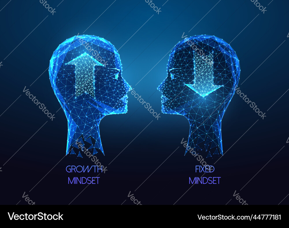 Fixed and growth mindset concept in futuristic Vector Image