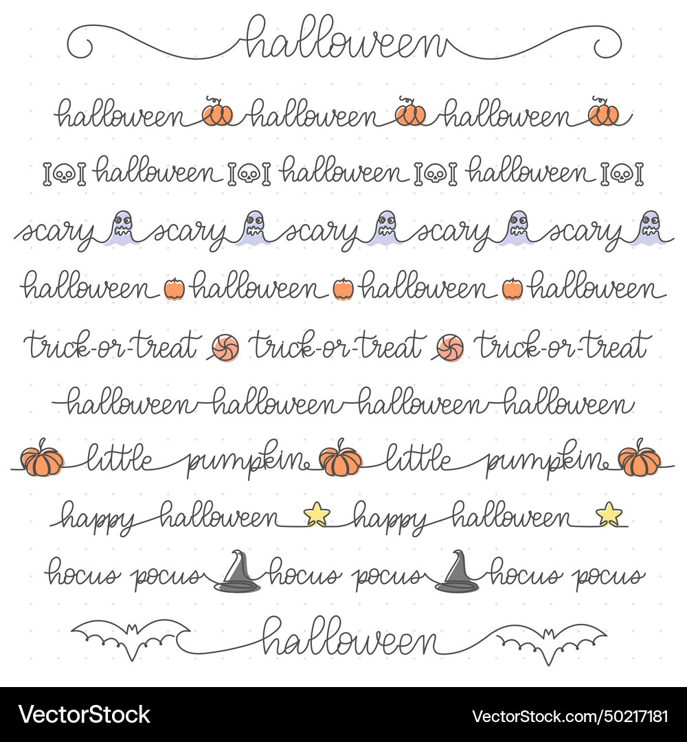 Halloween themed seamless borders collection Vector Image