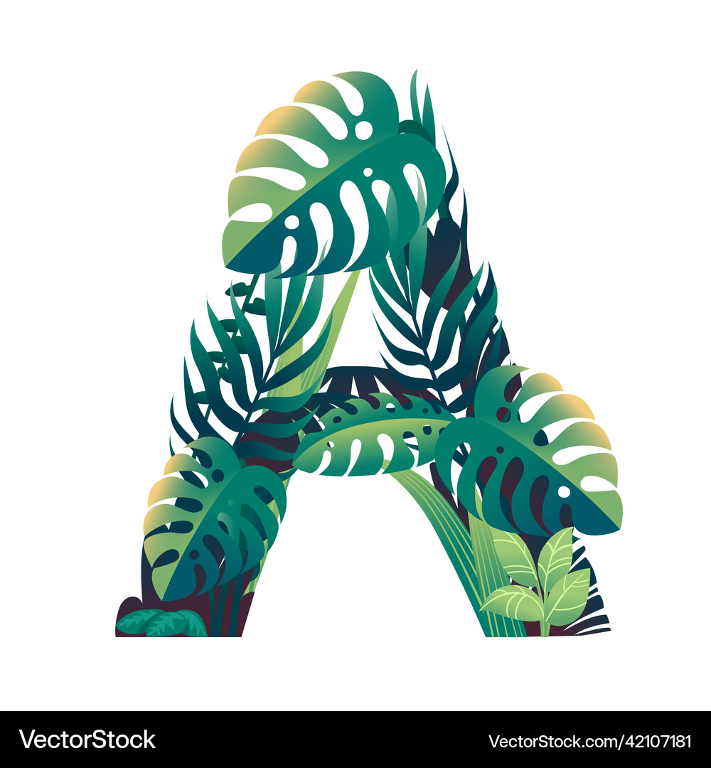 Leaf letter a with different types of green Vector Image