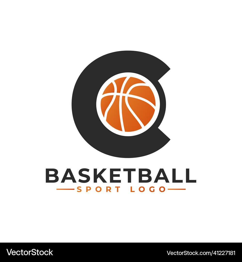 Letter c with basket ball logo design design Vector Image