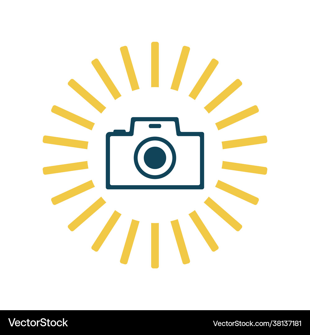 Photo camera flat icon logo focus sign Royalty Free Vector