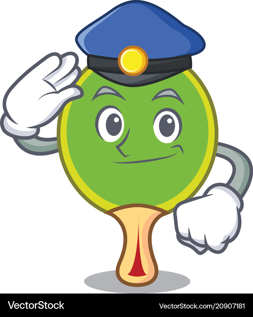Police ping pong racket character cartoon Vector Image