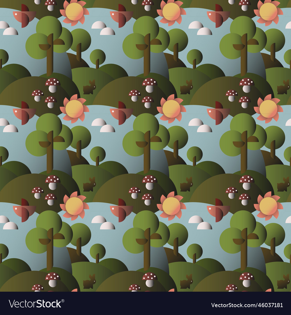 Seamless pattern abstract forest nature Royalty Free Vector
