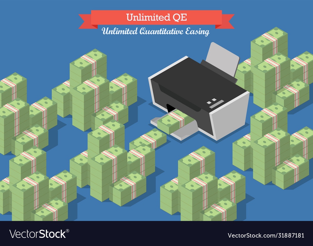 Unlimited quantitative easing Royalty Free Vector Image