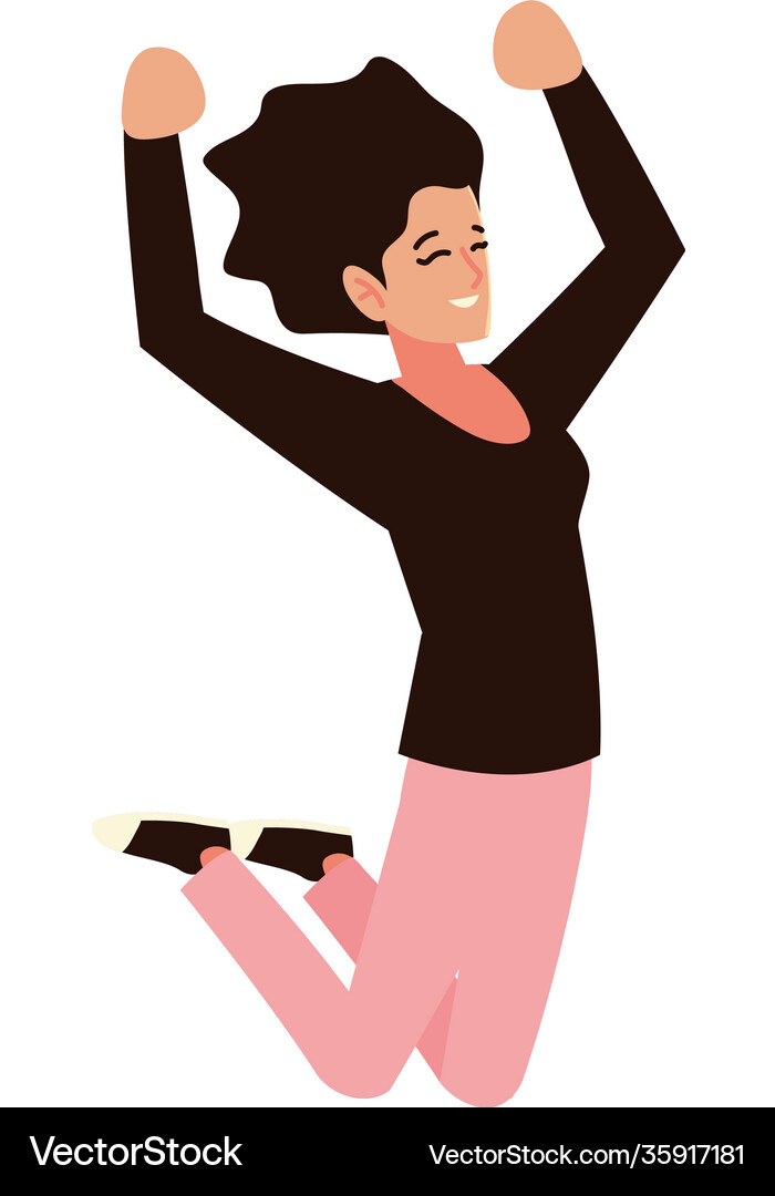 Young woman character celebrating white Royalty Free Vector