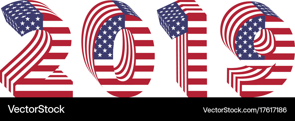 2019 numbers 3d american flag new year Royalty Free Vector