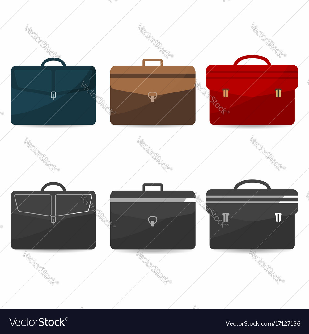 Briefcases set with shadows colorful Royalty Free Vector
