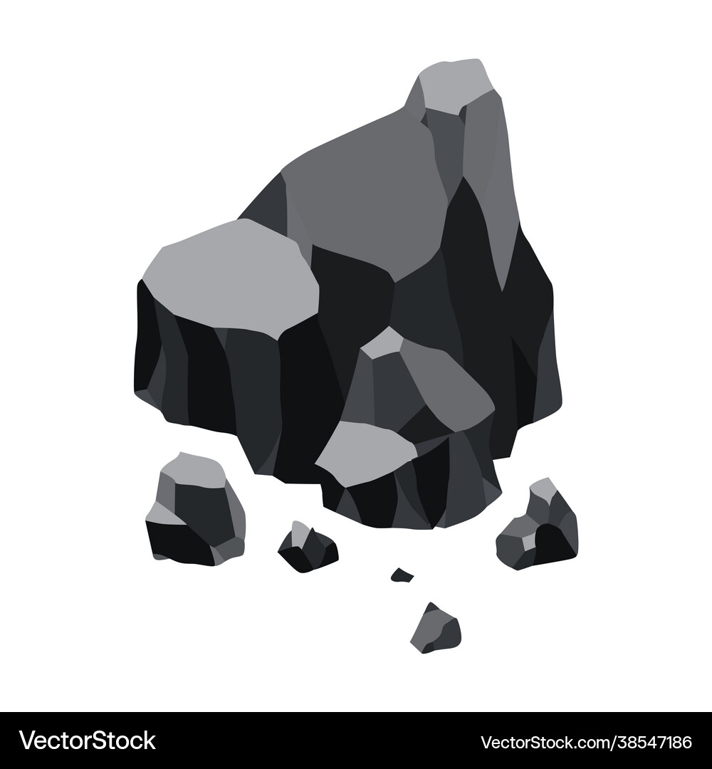 Coal black mineral resources pieces fossil Vector Image