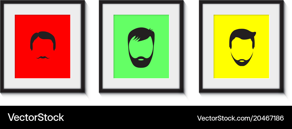 Colourful set of bearded men in frames Royalty Free Vector