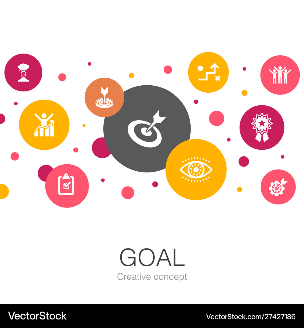 Goal trendy circle template with simple icons Vector Image
