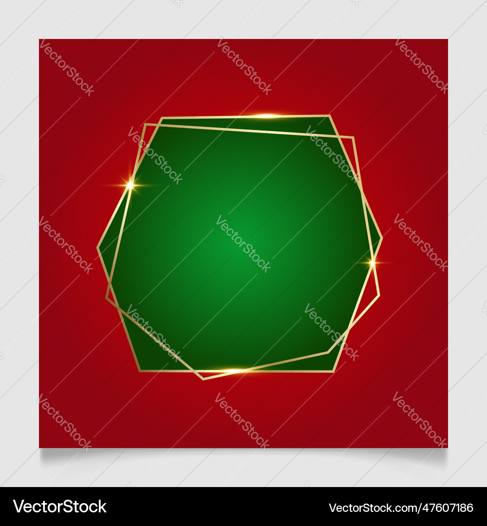 Golden shiny glowing blank christmas frame Vector Image