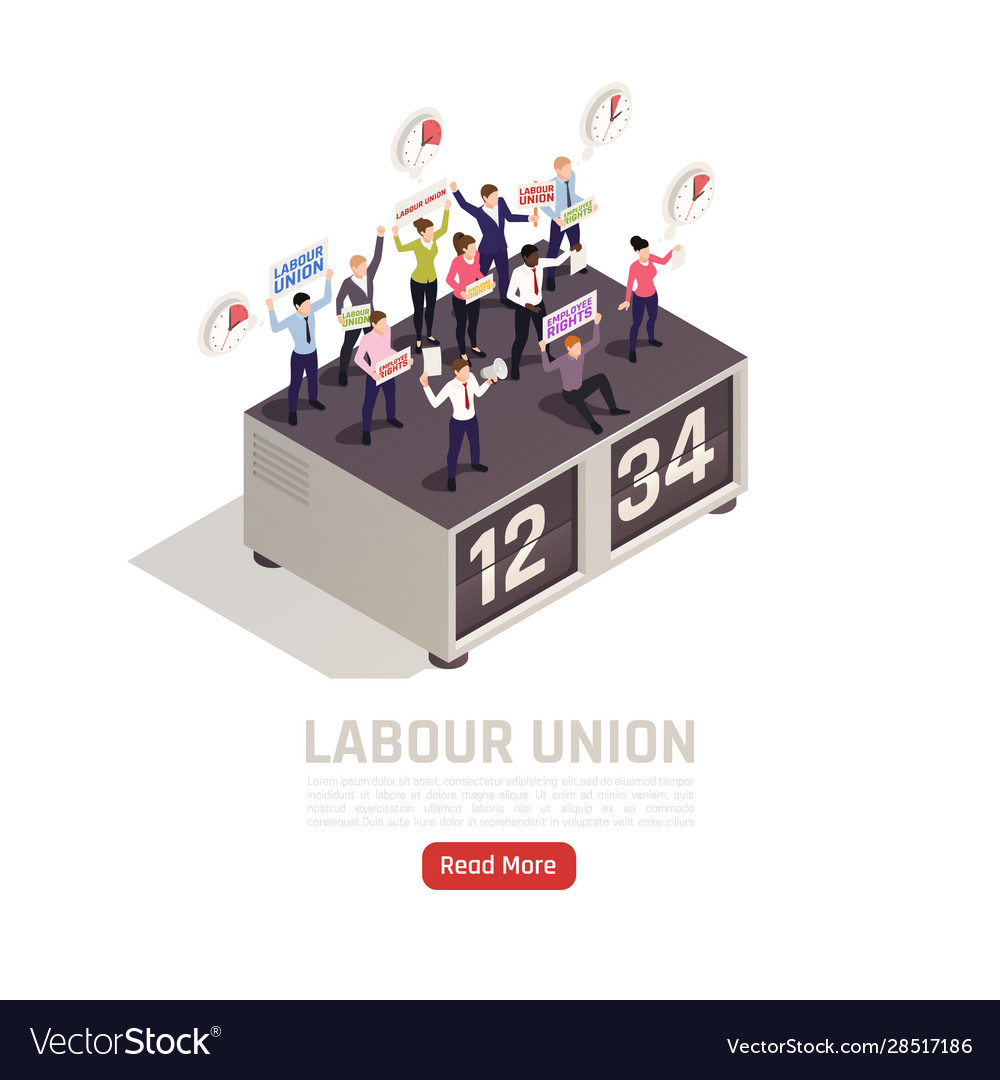 Labor union strike isometric composition Vector Image