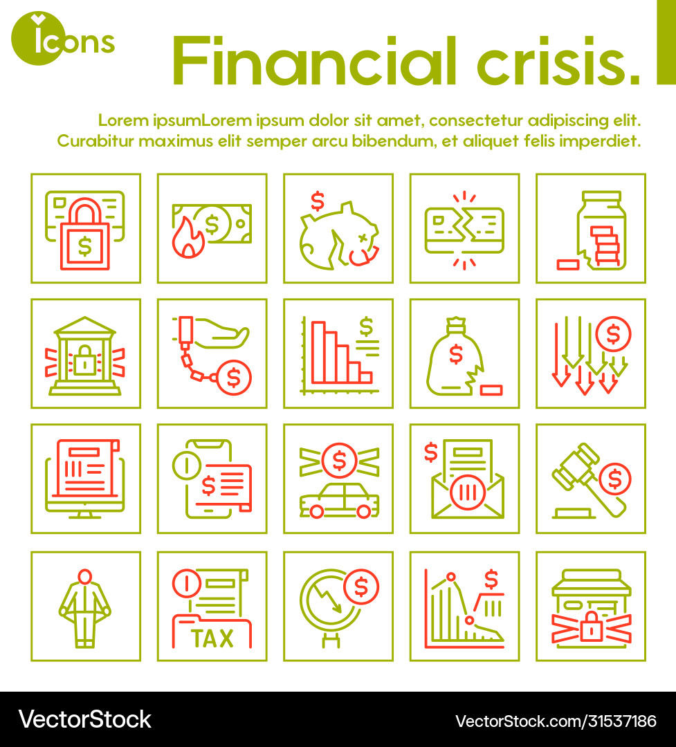 Linear icon financial crisis economy Royalty Free Vector