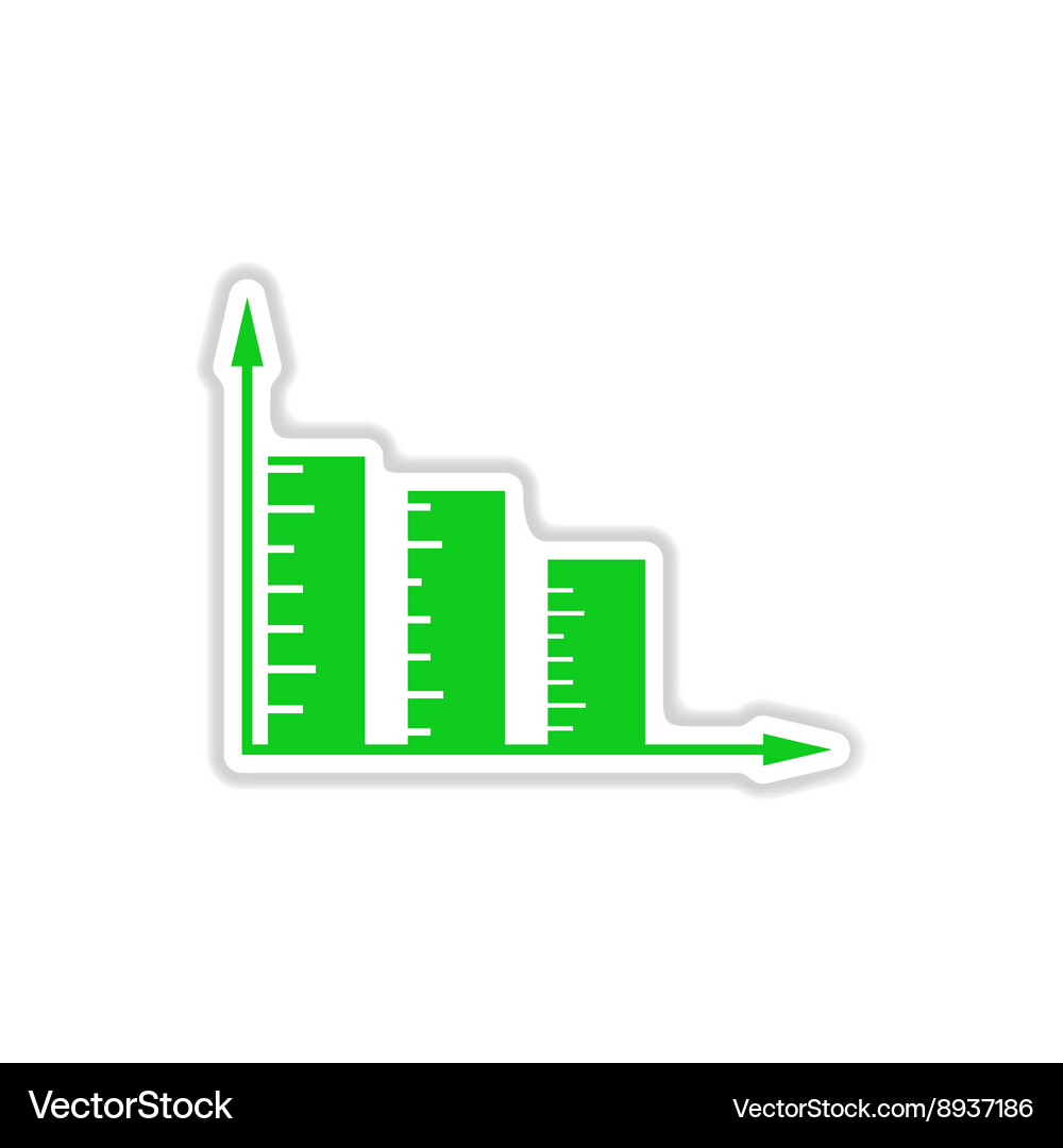 Paper sticker on white background falling graph Vector Image