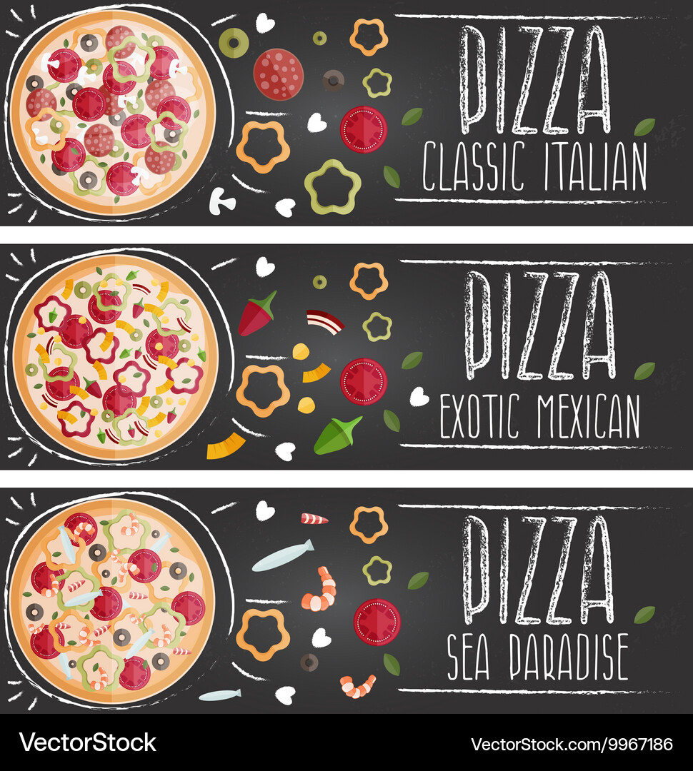 Set of banners for theme pizza with different Vector Image
