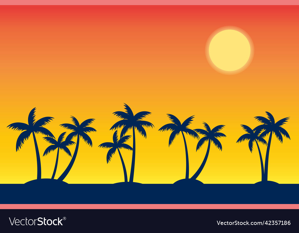 Summer tropical beach background with palms tree Vector Image