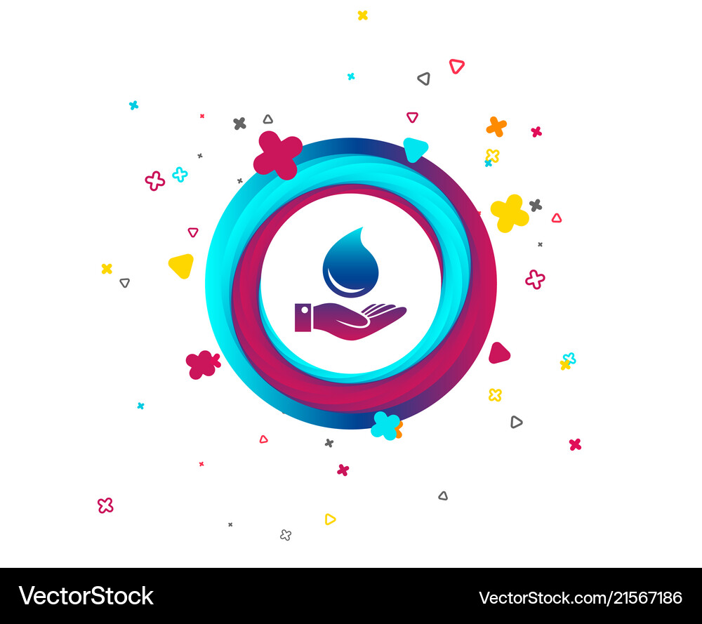 Water drop and hand sign save symbol Royalty Free Vector