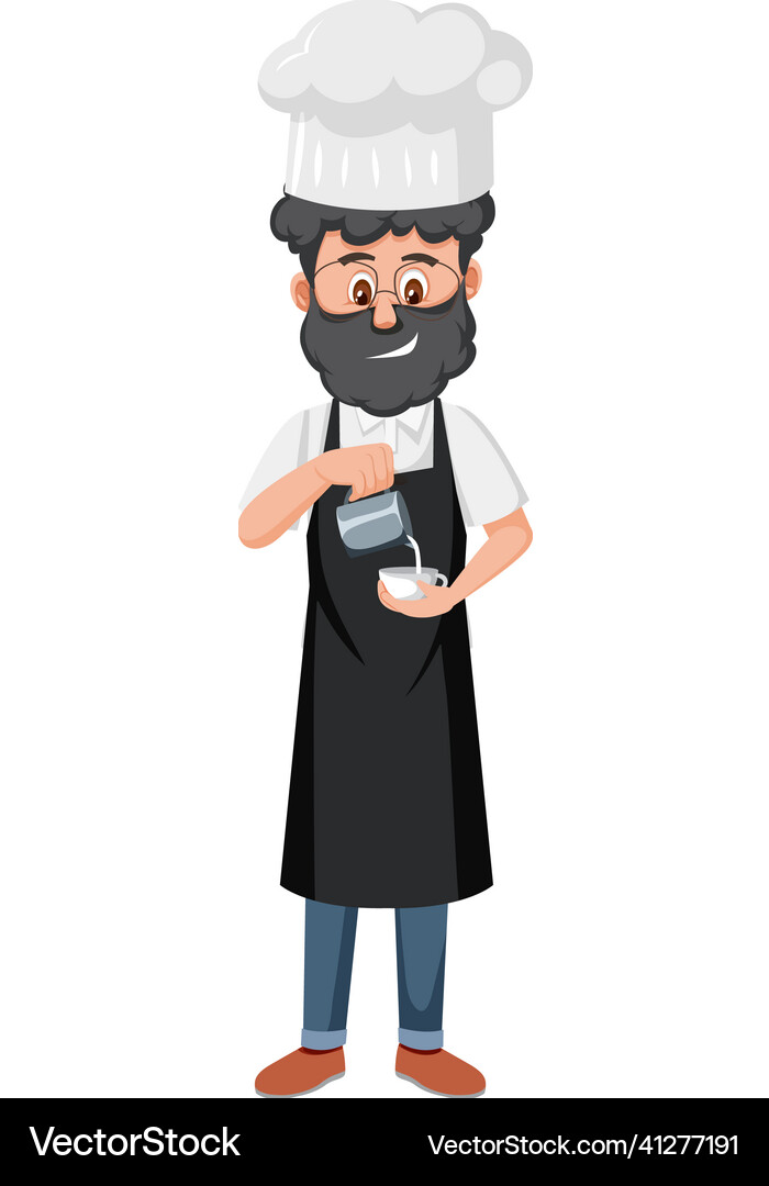 A barista cartoon character on white background Vector Image