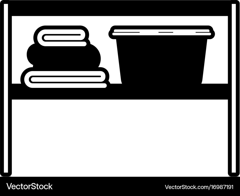 Black sections silhouette of rack with folded Vector Image