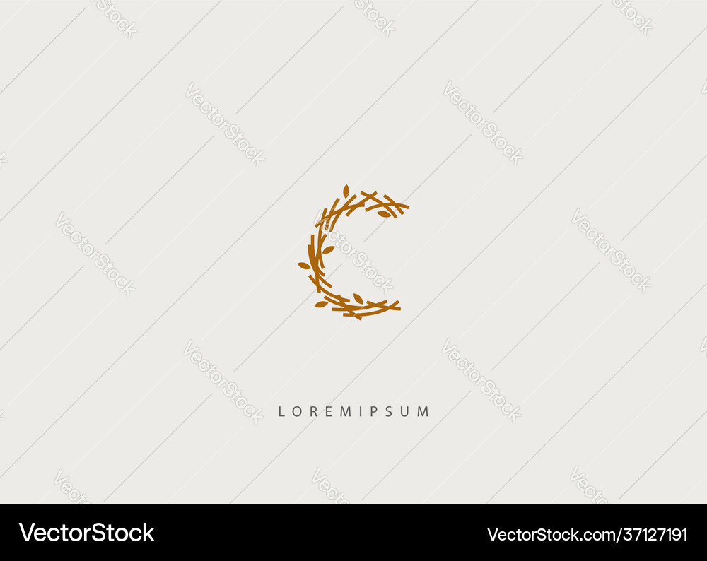 C letter branch nest logo design template bird Vector Image