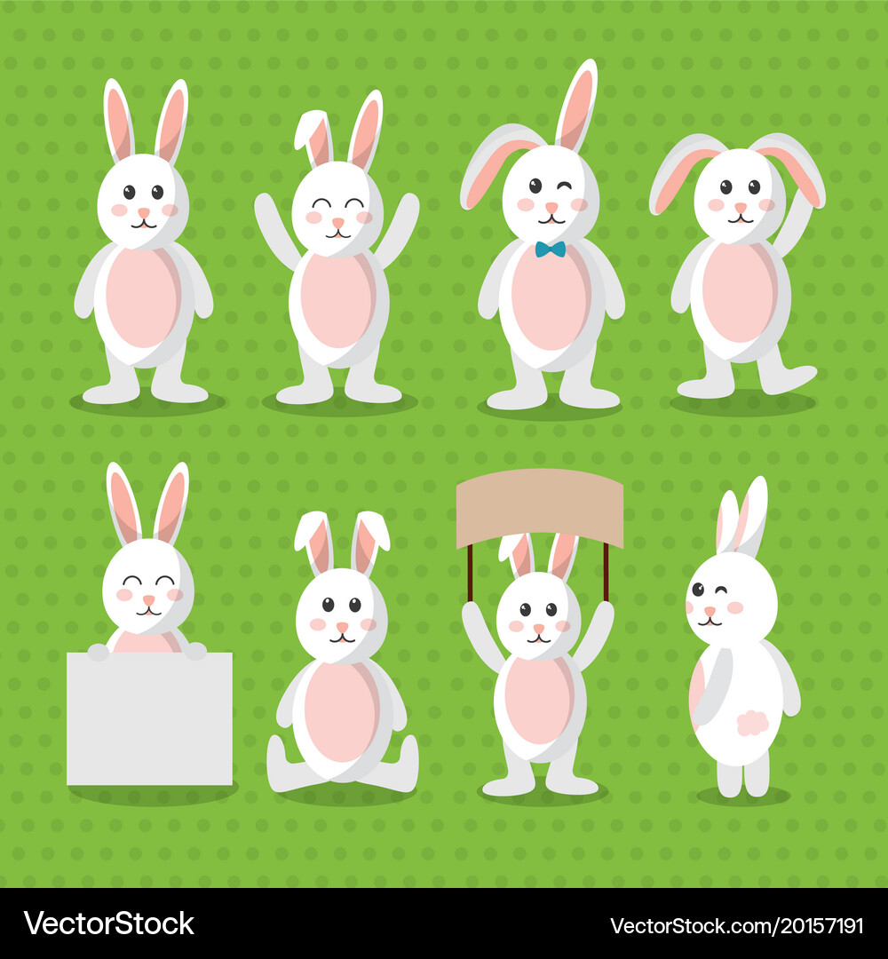 Cute bunny animal furry cartoon pattern Royalty Free Vector