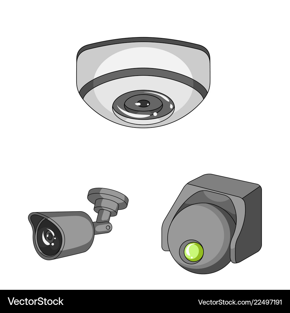 Design of cctv and camera icon set Royalty Free Vector Image