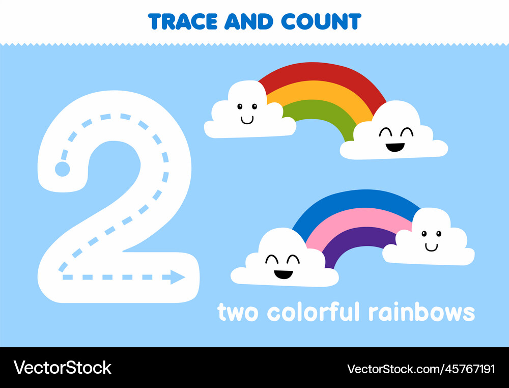 Education game for children tracing number two Vector Image