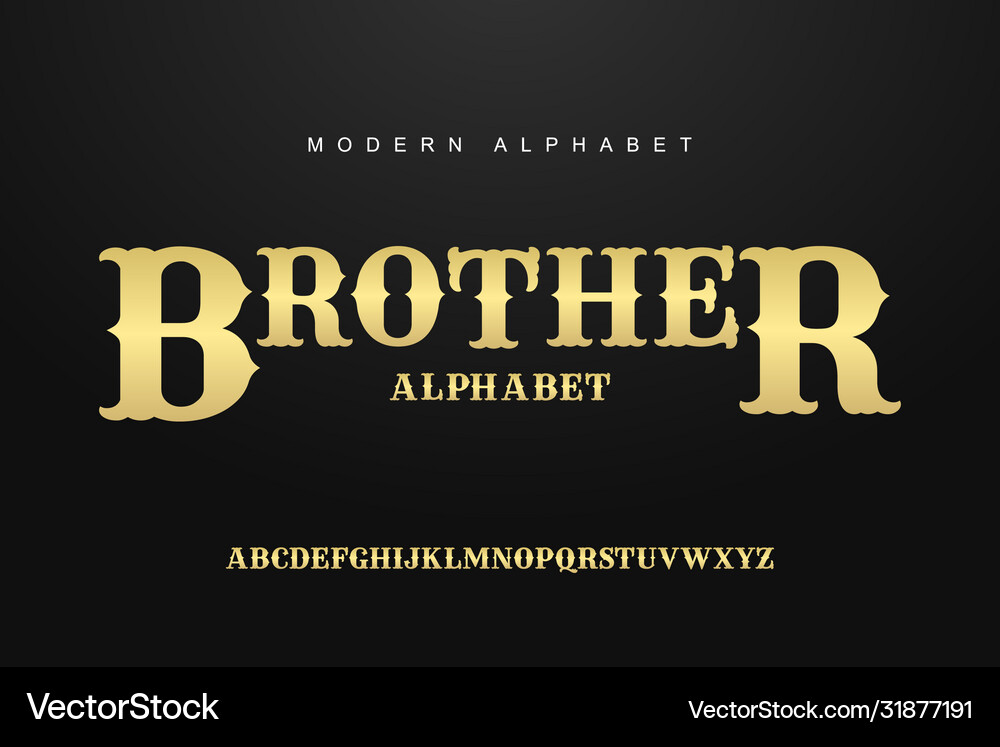 Gold alphabet font set typography modern style Vector Image